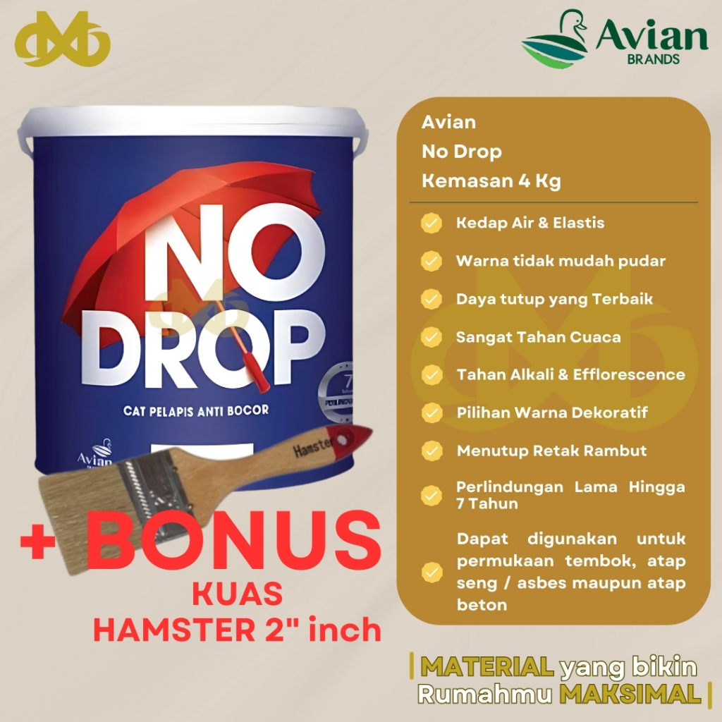 Jual Avian | No Drop Cat Pelapis Anti Bocor | 4 Kg | Shopee Indonesia