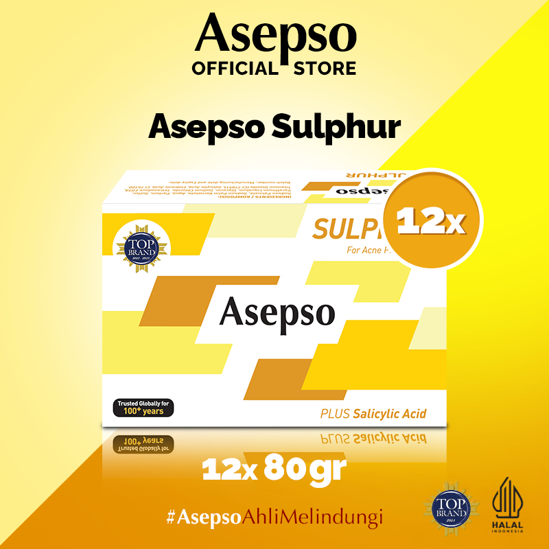 Jual ASEPSO BUNDLING 12 PCS Sabun Batang Soap Sulphur- 80gr | Shopee Indonesia