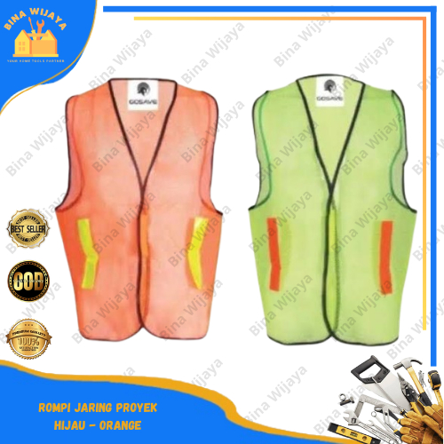 Jual Rompi Jaring Safety Proyek Gosave Hijau Orange Rompi Proyek safety ...