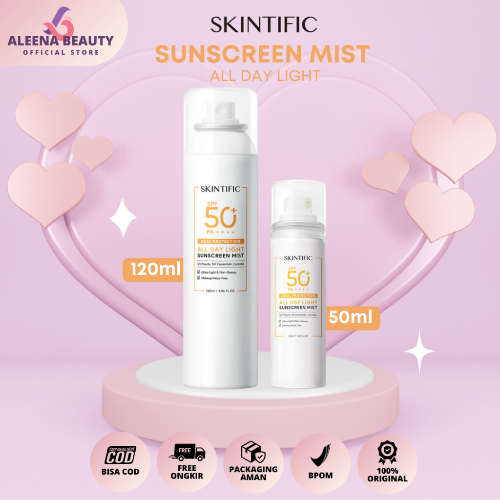 Jual Skintific All Day Light Sunscreen Mist SPF 50 PA++++ 70ml/120ml | Shopee Indonesia