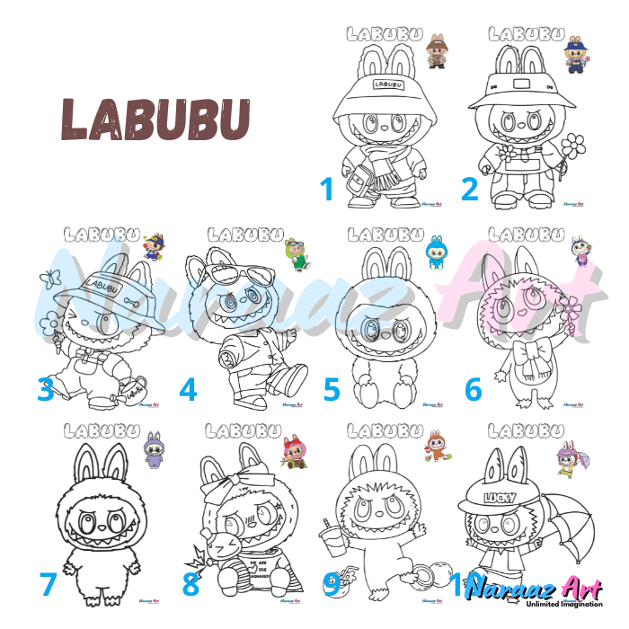 Jual LB01 Mewarnai Gambar LABUBU Untuk TK SD PAUD Bahan Kertas HVS ...