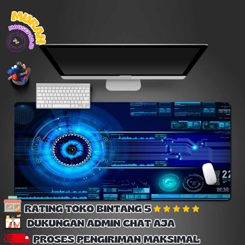 Jual Mouse Pad Gaming XL Hitam Biru Electric Desk Mat Non Slip ...