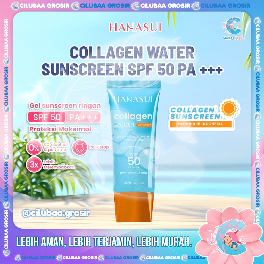 Jual Hanasui Collagen Water Sunscreen SPF 50PA +++ 30mL || Hanasui ...