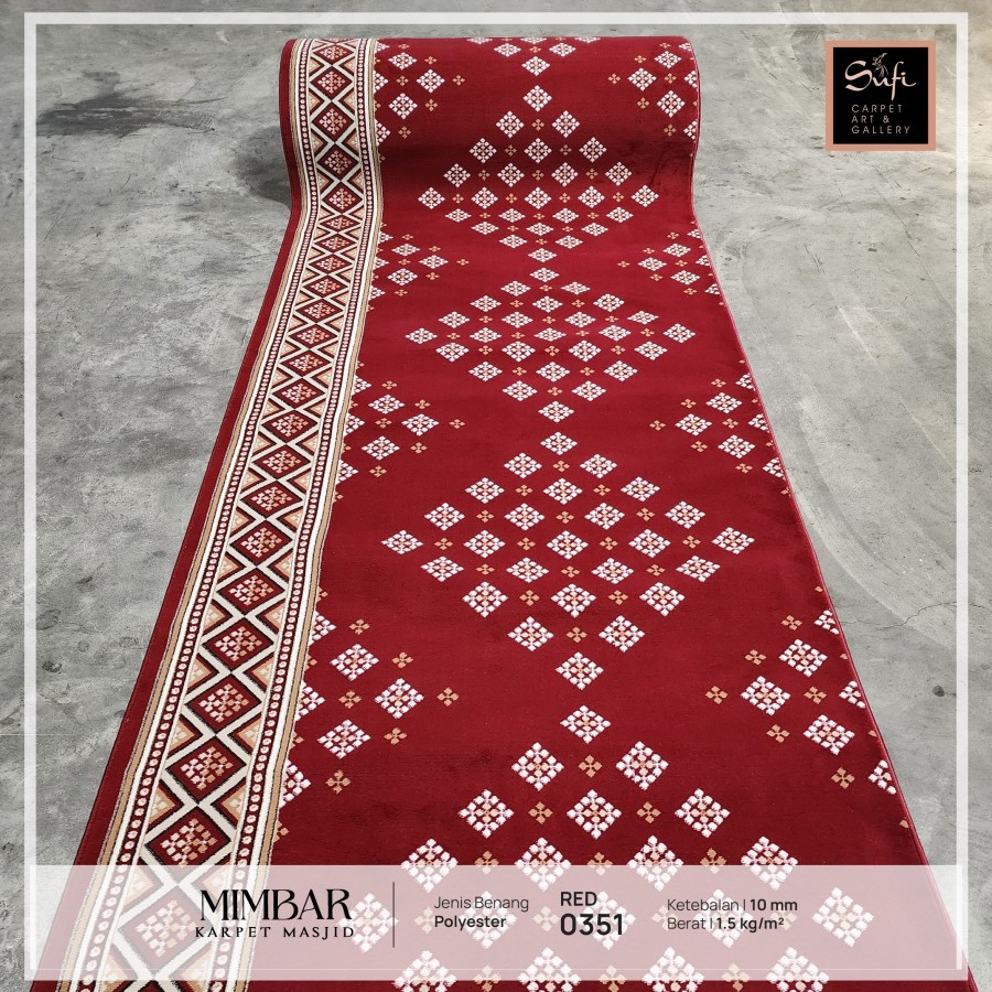 Jual Karpet Masjid Meteran Design Turki Mimbar 0351 Merah/Red | Shopee ...