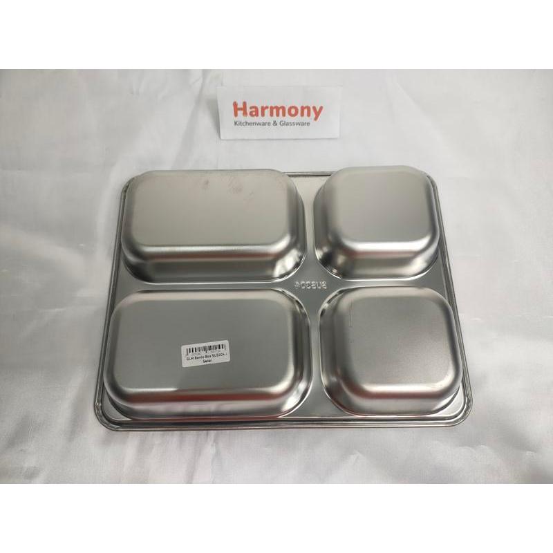 Jual Bento Box SUS304 4 Sekat 5 Sekat Tutup Plastik Stainless Food Tray ...