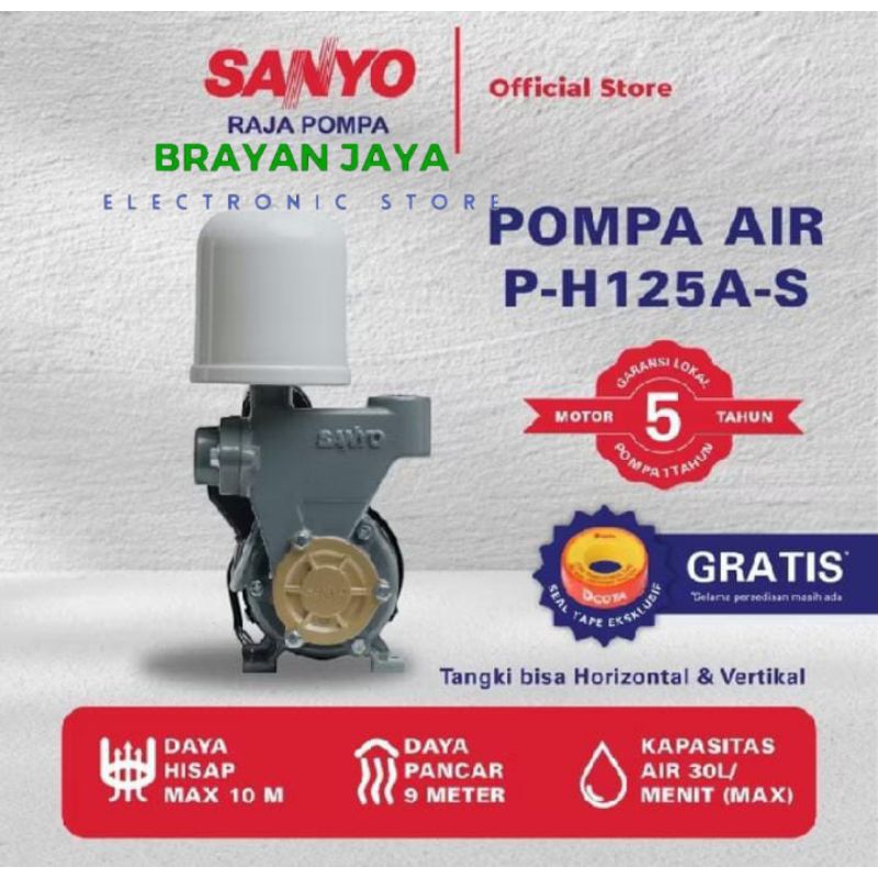 Jual Pompa Air Sanyo P-H125A Auto | Listrik PH125A otomatis 125watt 125 w (best seller) | Shopee ...