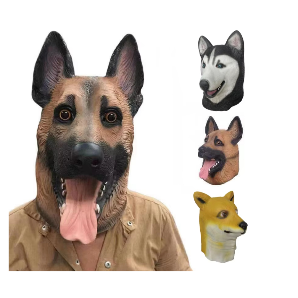 Jual topeng anjing polisi lucu, mask police dog, dog face, latex, Mask ...