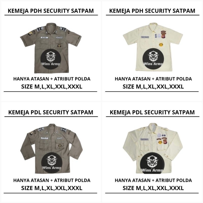 Jual Kemeja Seragam Security kemeja Seragam Satpam PDH&PDL Warna Coklat ...