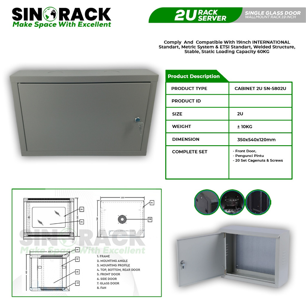 Jual Wallmount Rack Server 2U, Rak Server Single Door 2U | Shopee Indonesia