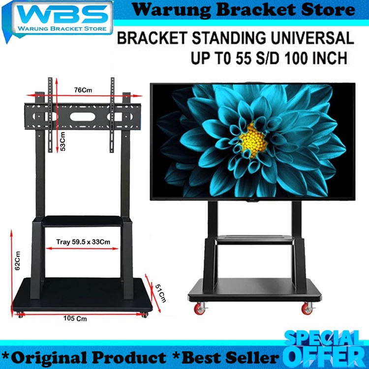 Jual Bracket TV Stand/Bracket Standing/Stand TV 55 60 65 70 75 80 85 86 ...