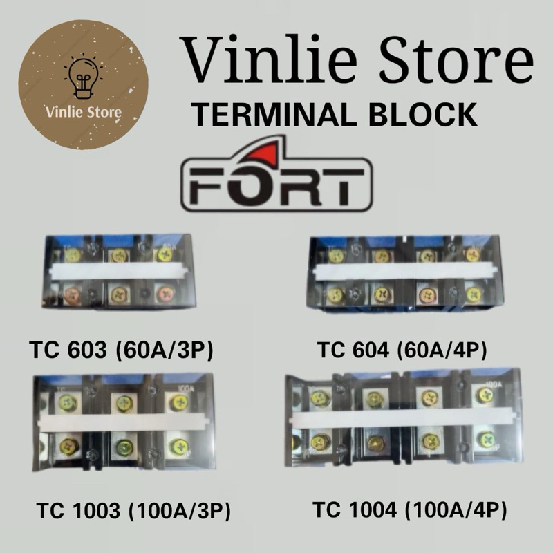 Jual Terminal Block Panel kaca 60A / 100A Terminal Blok Sambungan Listrik 3P / 4P MERK FORT TC ...