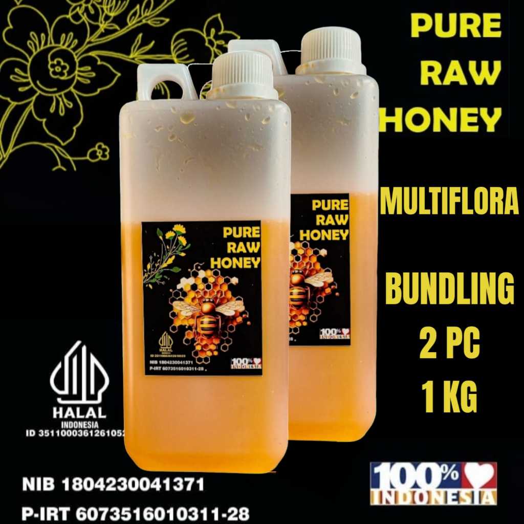 Jual Bundling 2 pcs Madu Murni Asli Madu Multiflora 1 Kg - Raw Honey ...