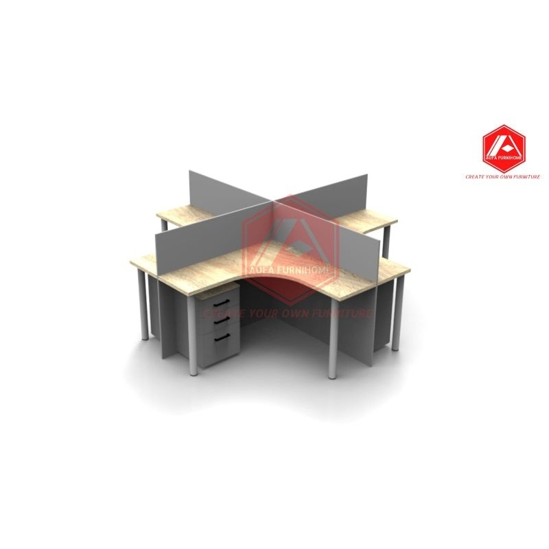 Jual Meja Kantor Letter L model 2 dan 4 orang Kerja dengan Sekat ...