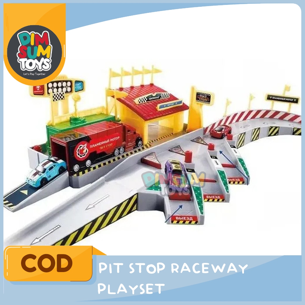Jual Mainan Anak Pit Stop Raceway Playset Racing Car Diecast Mobil ...
