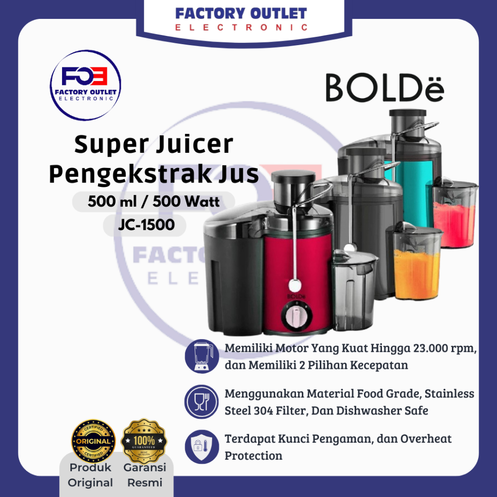 Jual BOLDe JC-1500 Super Juicer Jupiter Pengekstrak Buah Sayur Jus ...