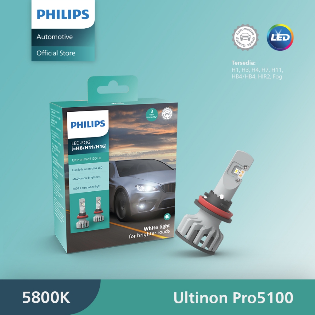 Jual Philips Led Ultinon Pro5100 Fog H8/H11/H16 5800K - 11366U51CW. | Shopee Indonesia