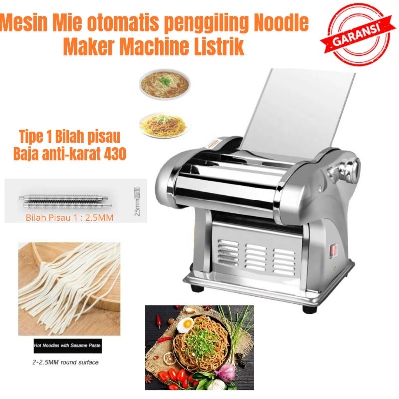 Jual mesin pengiling mie elektrik otomatis 1 bilah mata potong/ noodles ...