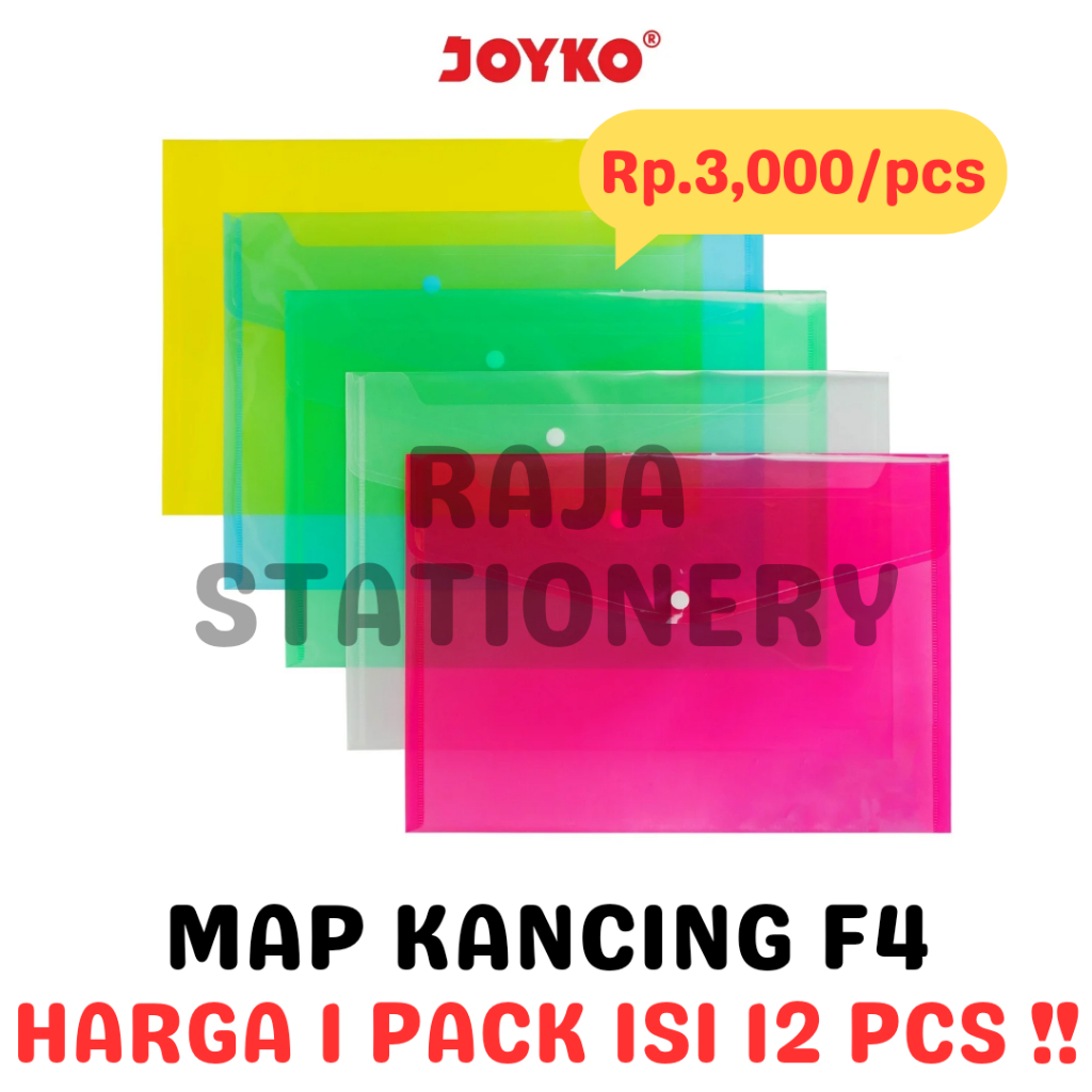 Jual JOYKO DATA BAG TRANSPARENT PASTEL MAP KANCING A4 F4 FOLIO ...