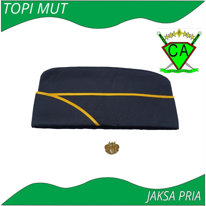 Jual Topi Mud/med/met Jaksa/Kejaksaan RI/Topi mud hitam list kuning ...