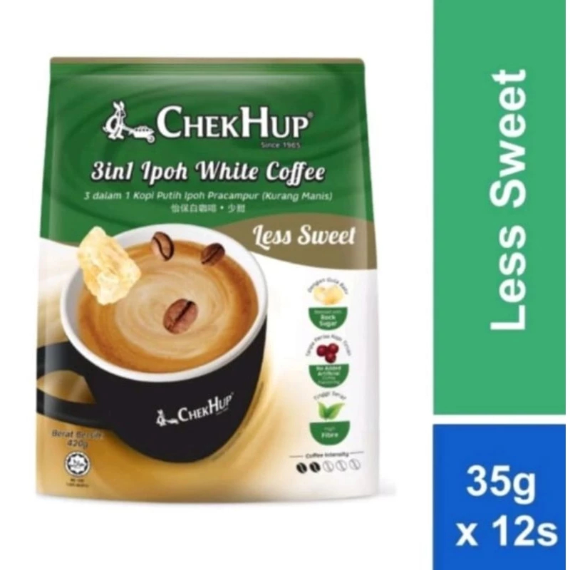 Jual CHEK HUP 3in1 Less Sweet White Coffee Malaysia (40g x 12 sachet ...
