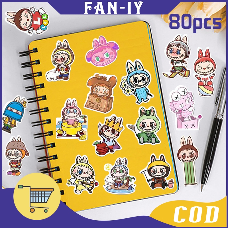 Jual 80pc Labubu Sticker Stock Ready Pola Boneka Funny Lucu Popmart ...