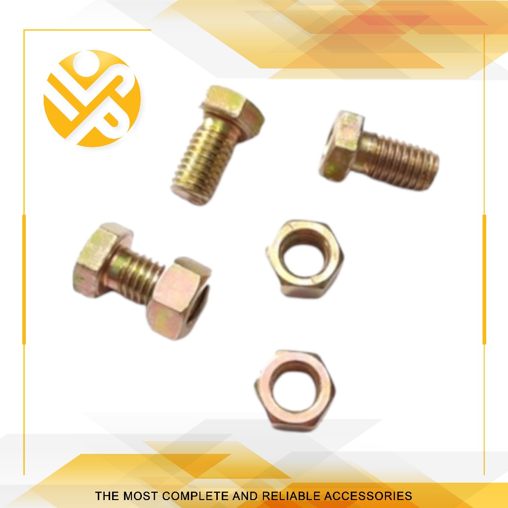 Jual Baut + Mur M 8 × 15 / Baut Plat Besi / Baut Mili Kuning / Baut ...
