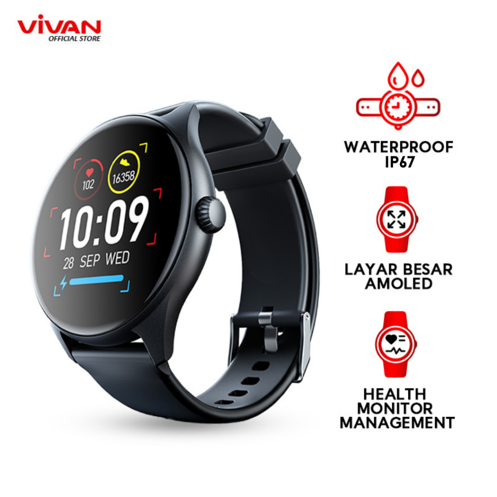 Jual VIVAN Smart Watch VWY27 | AMOLED | 100+ Sports Mode | Waterproof IP67 | Professional Health ...