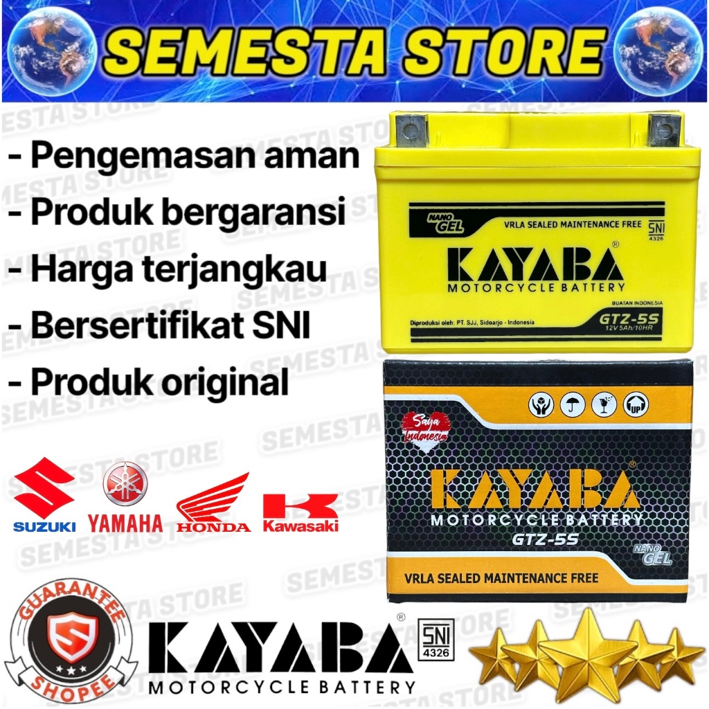 Jual AKI KAYABA GTZ5S 5 AMPER ACCU KERING MOTOR HONDA SUZUKI YAMAHA KAWASAKI BEAT BLADE SUPRA ...