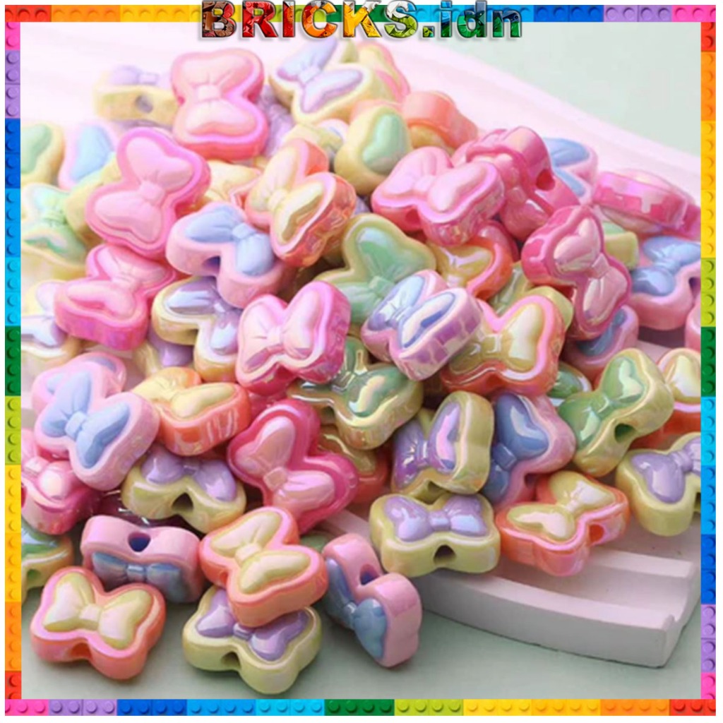 Jual Manik Double Color Acrylic Beads DIY Mote Motif Ribbon Aksesoris ...