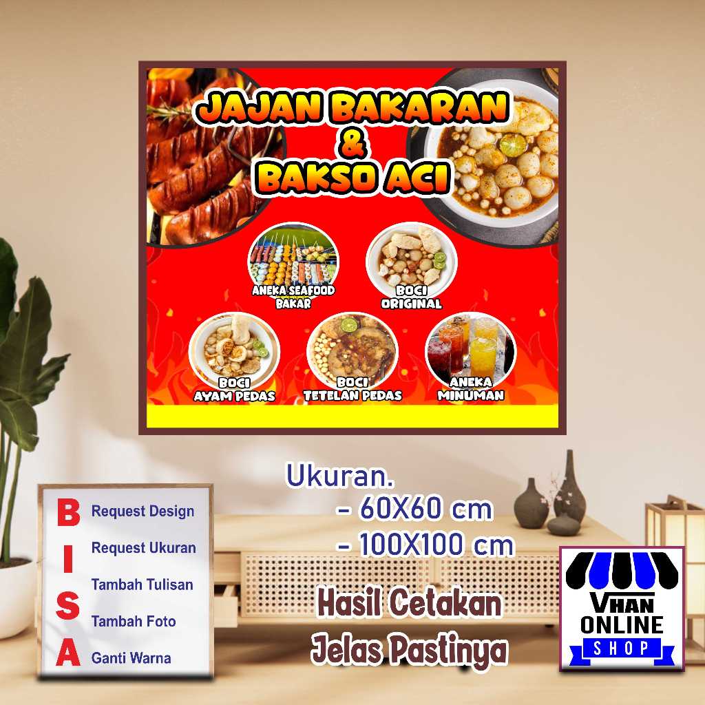 Jual Spanduk Banner Aneka Bakaran dan Bakso Aci | Shopee Indonesia