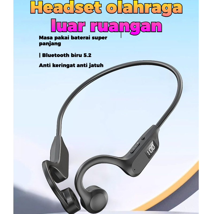 Jual led Headset ☻pakai SD card☻ 5.2 Earphone Gantung Leher Konduksi ...