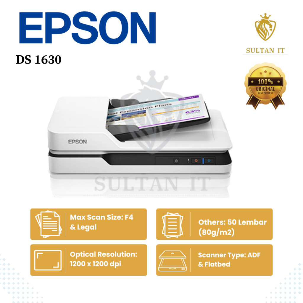 Jual Scanner EPSON WorkForce DS-1630 Duplex ADF DS1630 Garansi Resmi ...