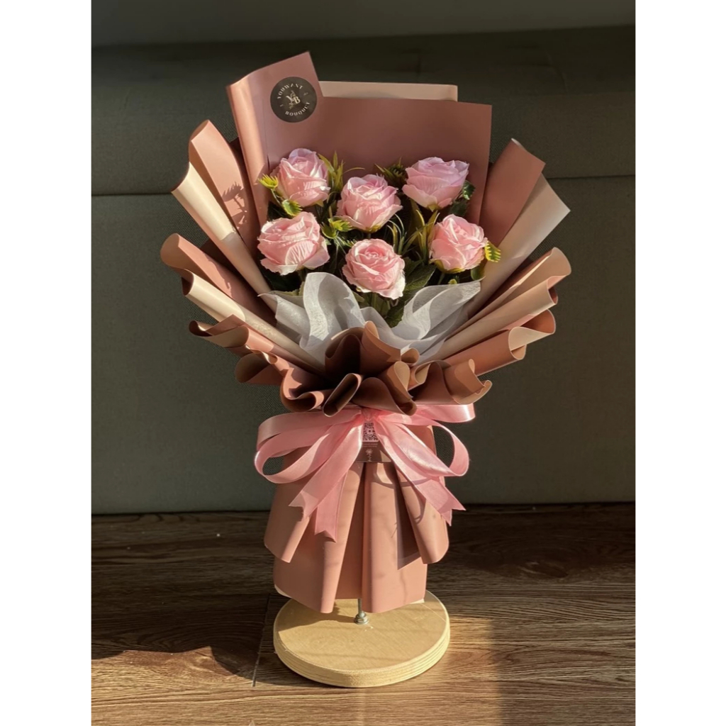 Jual Buket Bunga Premium Mix artificial 6 tangkai free ucapan dan ...