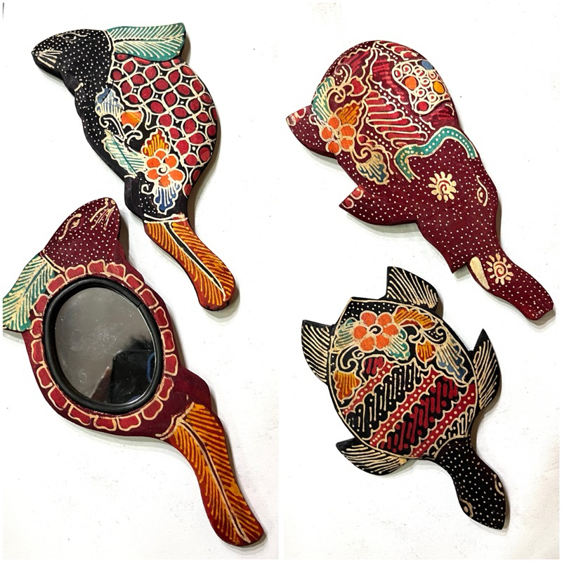 Jual Handmirror / Cermin Tangan Kayu Batik Edisi Hewan Daun Souvenir ...