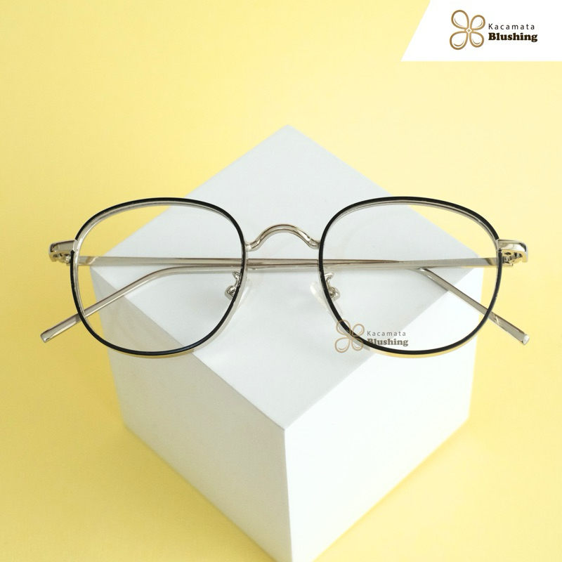 Jual Kacamata Blushing - Frame Kacamata Tanner Black silver | Shopee Indonesia