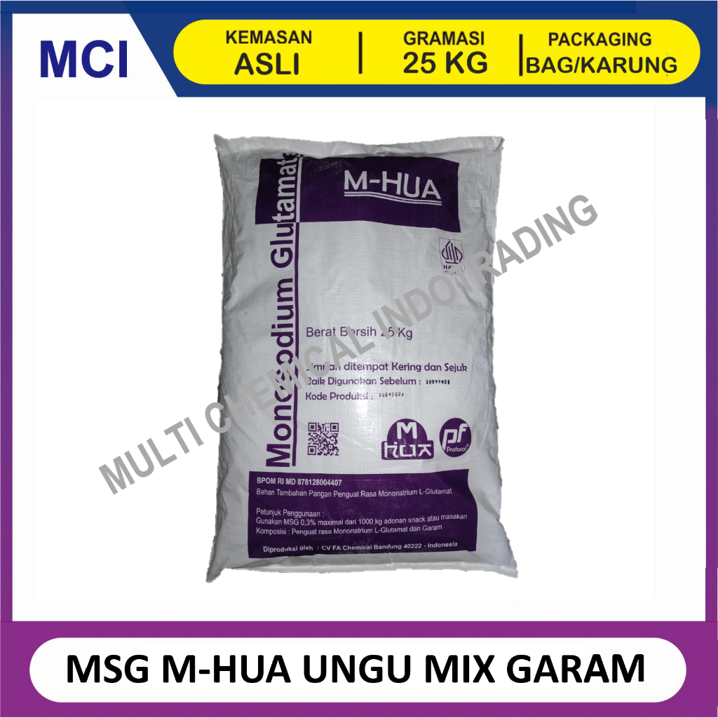 Jual (KHUSUS GOSEND/INSTANT) MSG M-HUA UNGU MIX GARAM - 1 BAG 25 KG ...