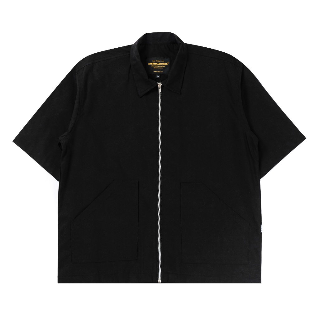 Jual ETERNALWORKS - Workshirt Zipper Boxy Cut Black | Shopee Indonesia