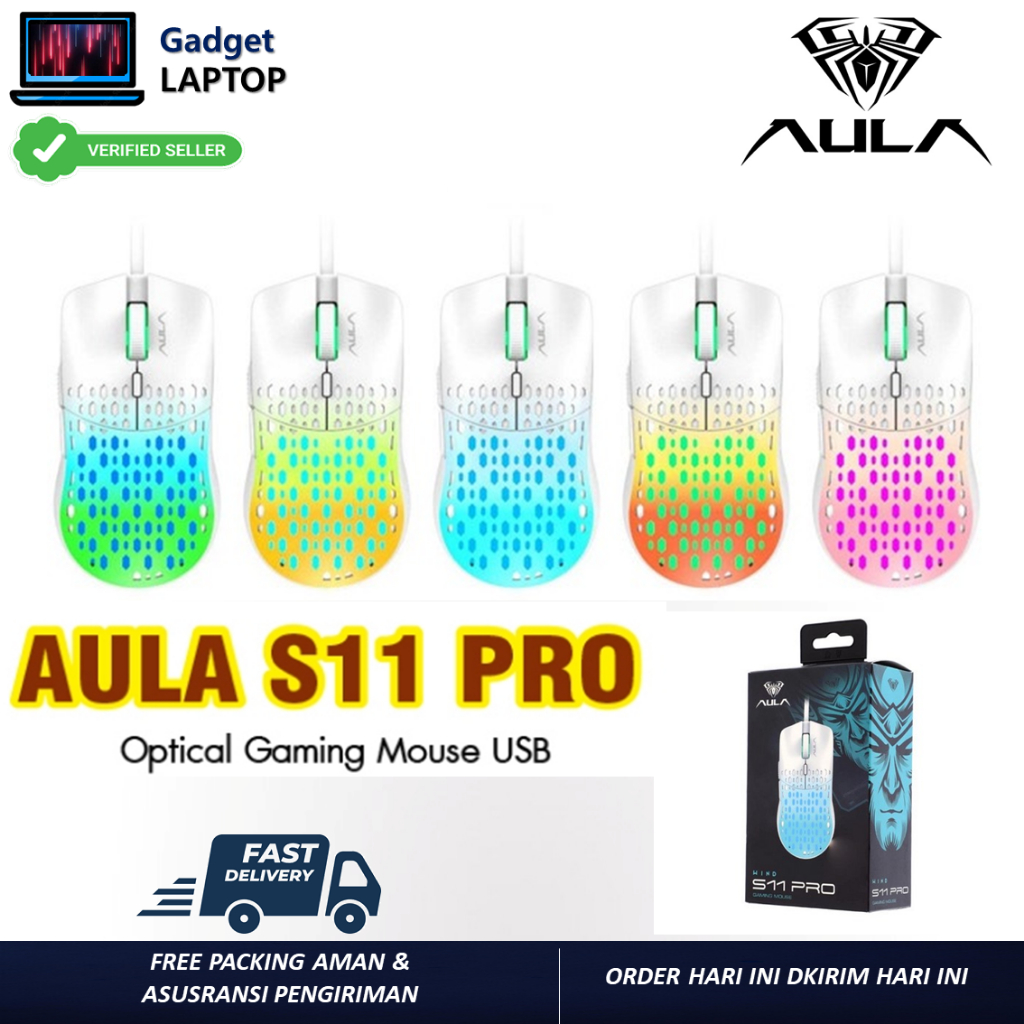 Jual AULA MOUNTAIN S11 PRO GAMING MOUSE PINK YELLOW - GARANSI 1 TAHUN ...