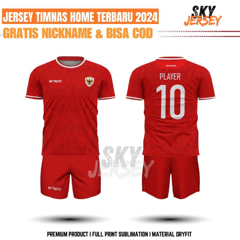 Jual Jersey Timnas Indonesia Home Terbaru 2024/2025 Premium Fullprinting Gratis Pasang Nama dan ...