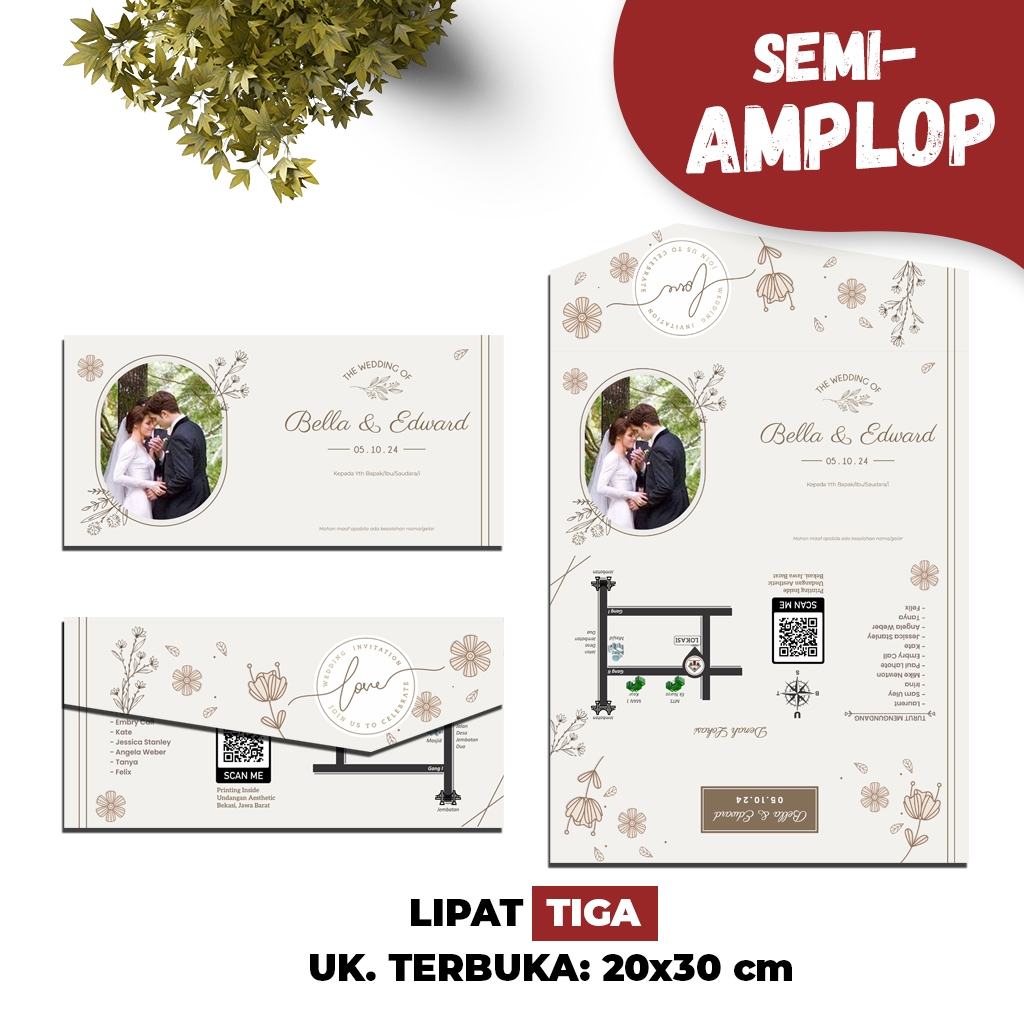 Jual Undangan Aesthetic Undangan Pernikahan Semi Amplop Desain Kekinian ...