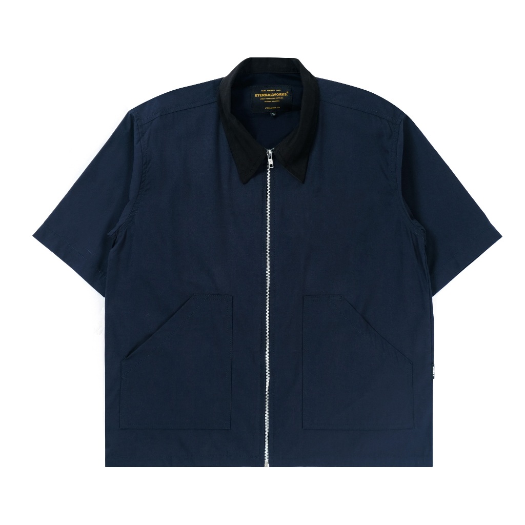 Jual ETERNALWORKS - KEMEJA WORKSHIRT ZIPPER BOXY FIT NAVY - KEMEJA ...