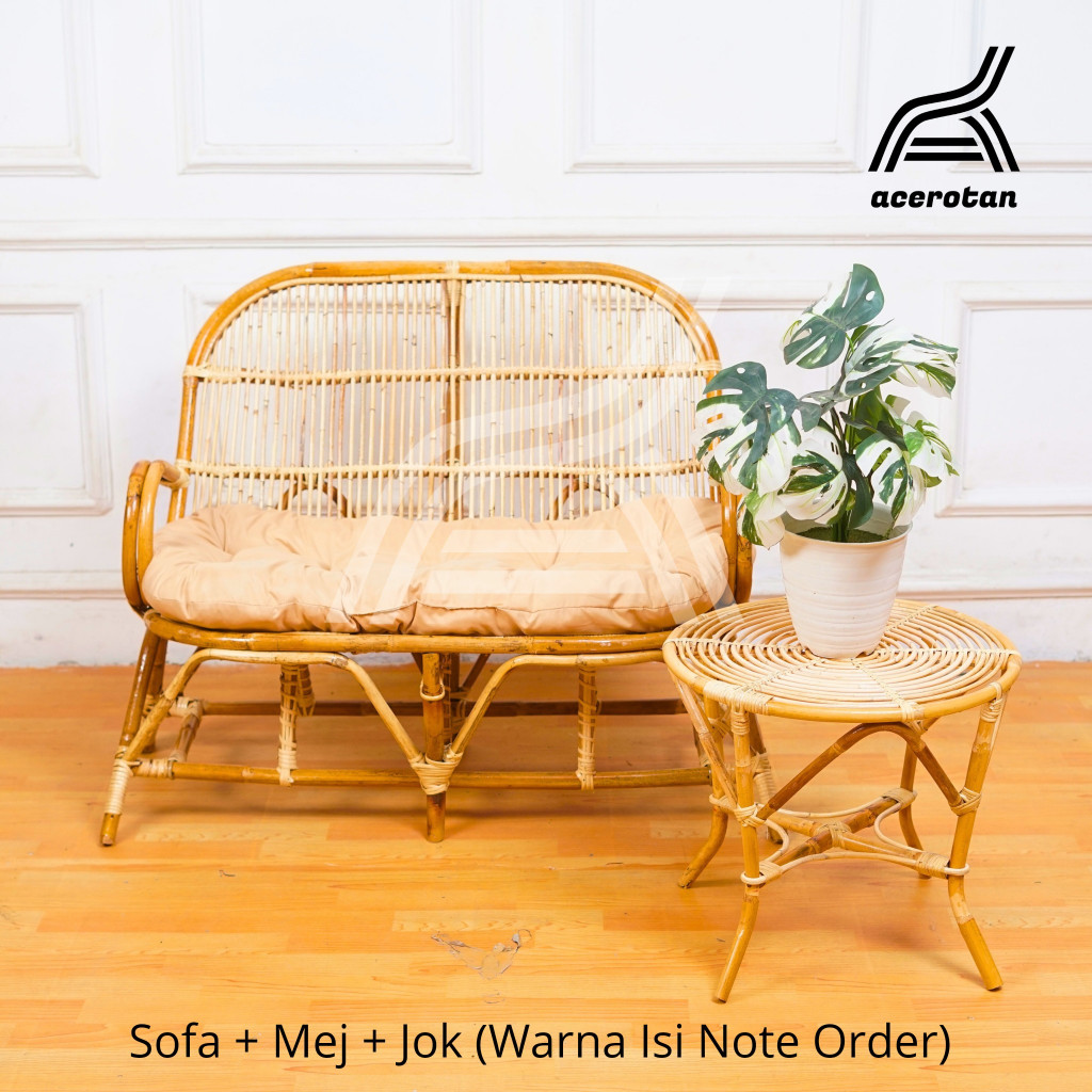 Jual KURSI SOFA TERAS TAMU ROTAN PENGKI 2 SEATTER DAN GRATIS BANTALAN ...