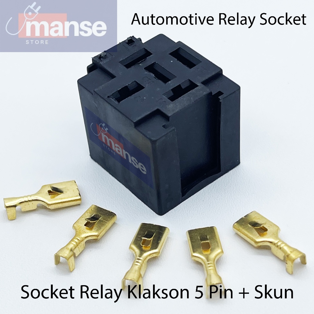 Jual Socket Relay Klakson 5 Pin Persegi + Skun / Soket Relay Mobil 4 Kaki 5 Kaki Hitam Persegi ...