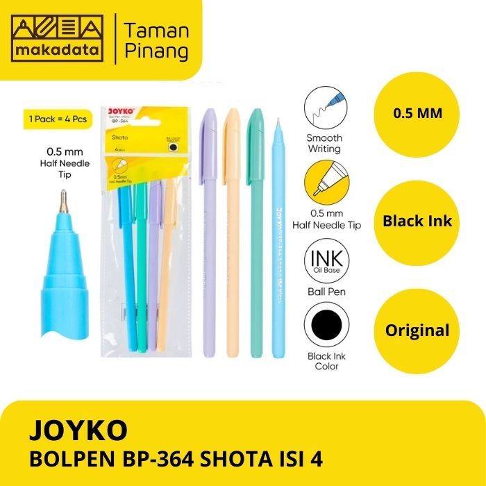 Jual BALLPOINT / PULPEN / BOLPEN / BOLPOINT JOYKO SHOTA BALCK ISI 4 (1 SET) | Shopee Indonesia