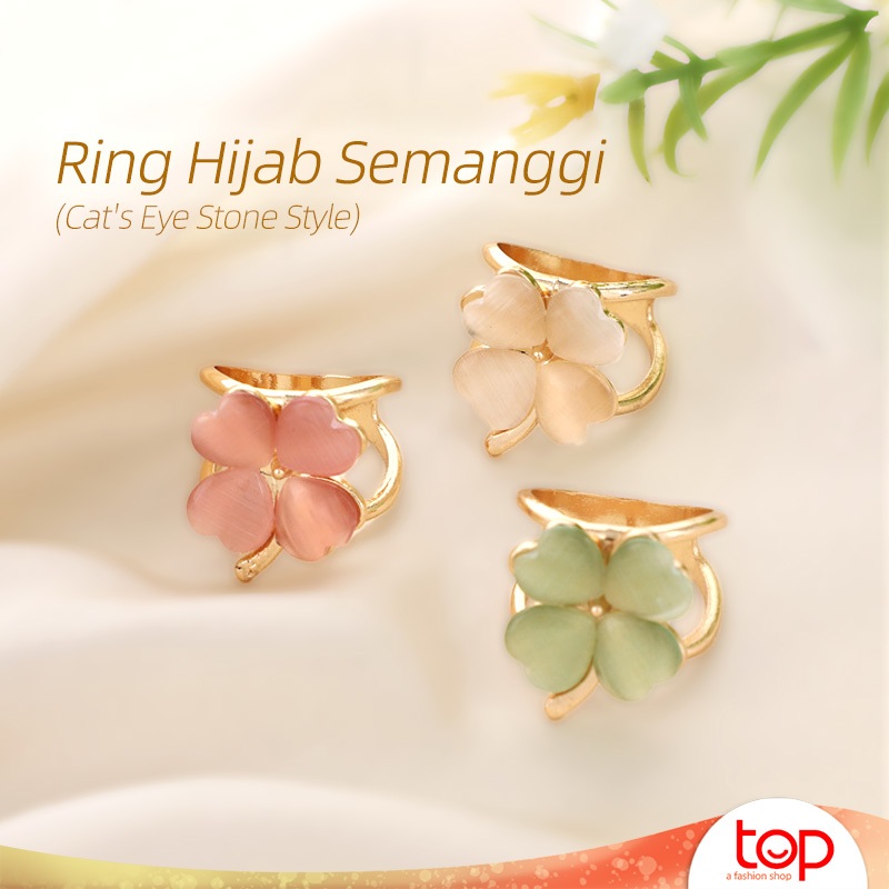 Jual Ring cincin hijab Logam semanggi Leaf Ring hijab/Bros cincin hijab ...