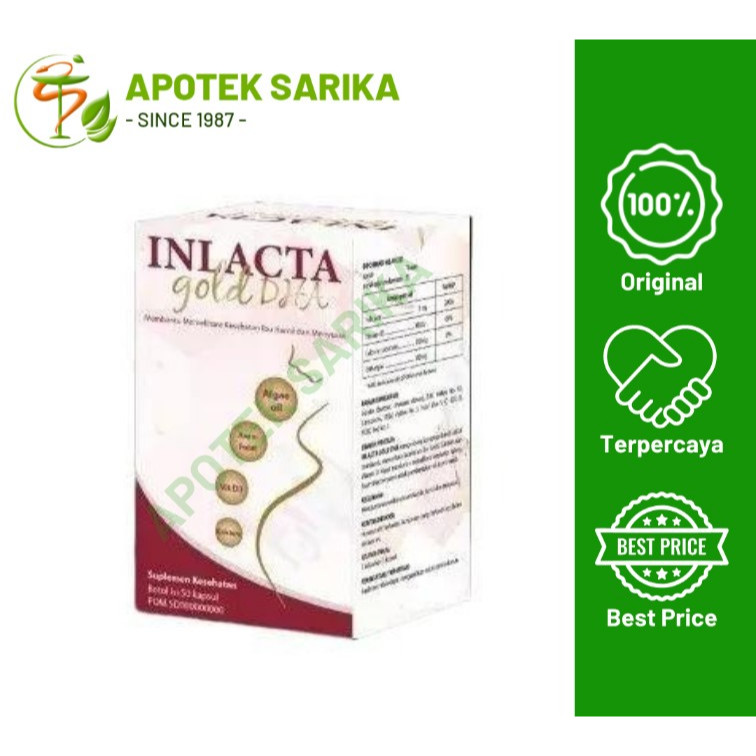 Jual Inlacta Gold DHA isi 50 Kapsul Minyak Ikan + Kalsium - Suplemen ...
