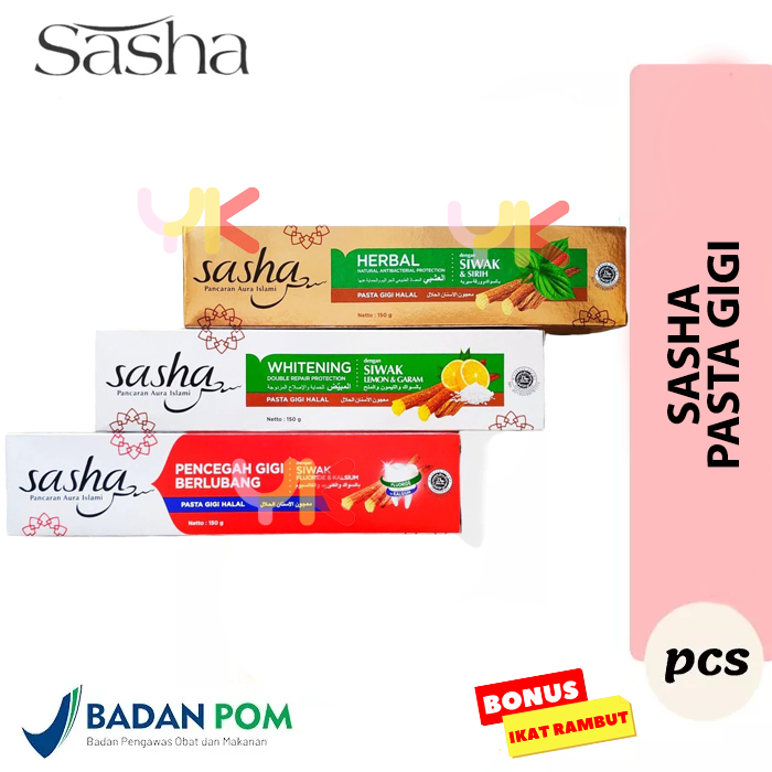 Jual SASHA Pasta Gigi Antibacterial / Whitening 150gr / 65gr Tooth ...