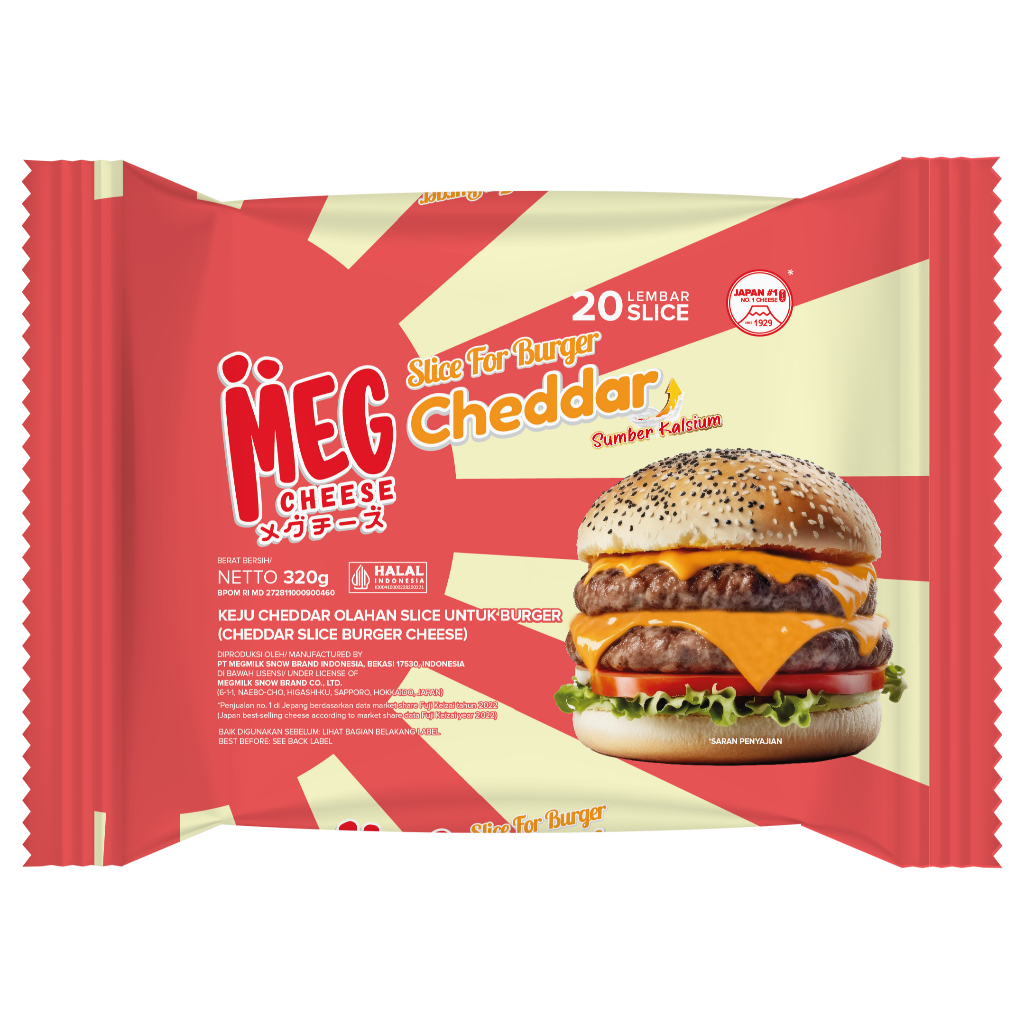 Jual MEG Cheddar Cheese Slice for Burger isi 20 - Keju Slice | Shopee ...