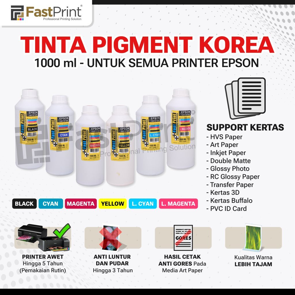 Jual Tinta Pigment Art Paper Korea Tinta Refill Epson 1000 ML | Shopee ...