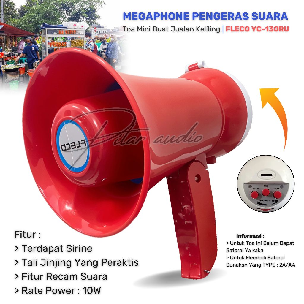 Jual TOA Megaphone Mini Fleco HW-1R Multifungsi / Pengeras Suara, Rekam ...